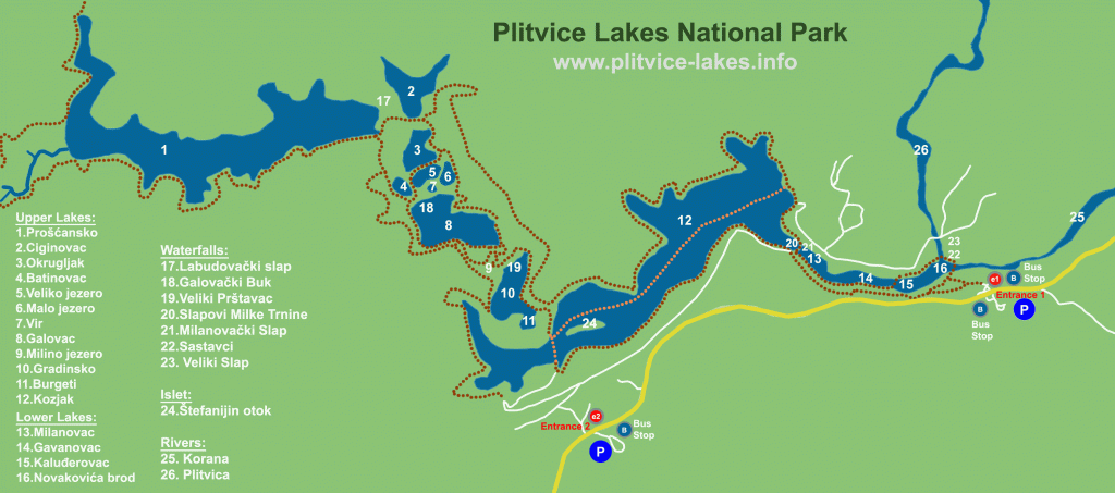 Map of Plitvice Lakes National Park (updated 2019) - Plitvice-Lakes.info